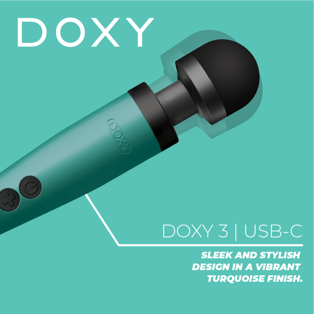 Doxy Wand 3 Turquoise USB Powered | Wand Massagers and Attachments | The Luv Toy